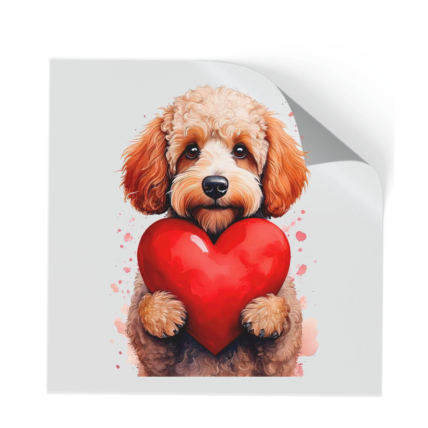 Happy Valentine's Day Poodle Brings Love Heart Cutout Transfer Sticker ...