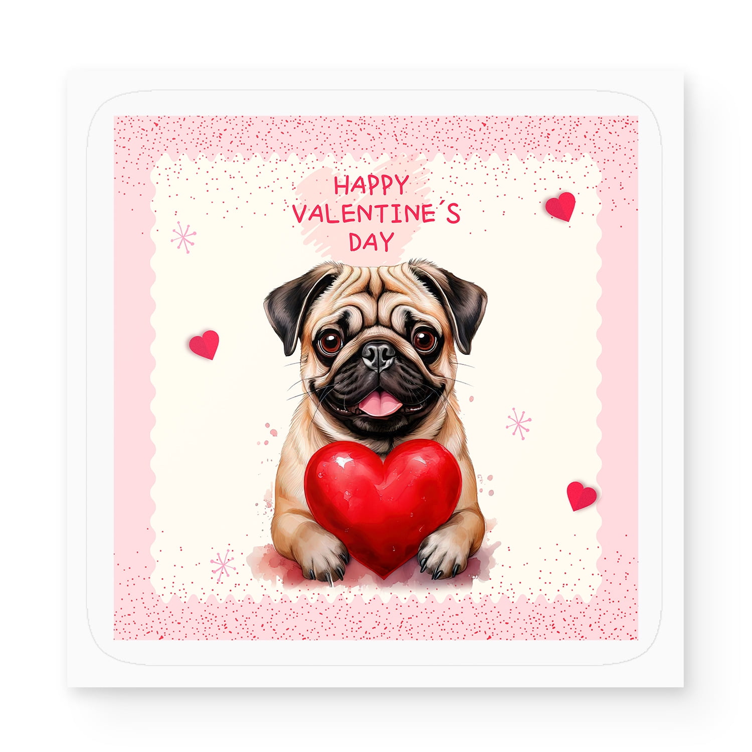 Happy Valentine's Day Pug Brings Love Heart Vinyl Sticker Dog Lover ...