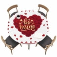 Happy Valentine's Day Round Fitted Tablecloth with Elastic Edge Red ...