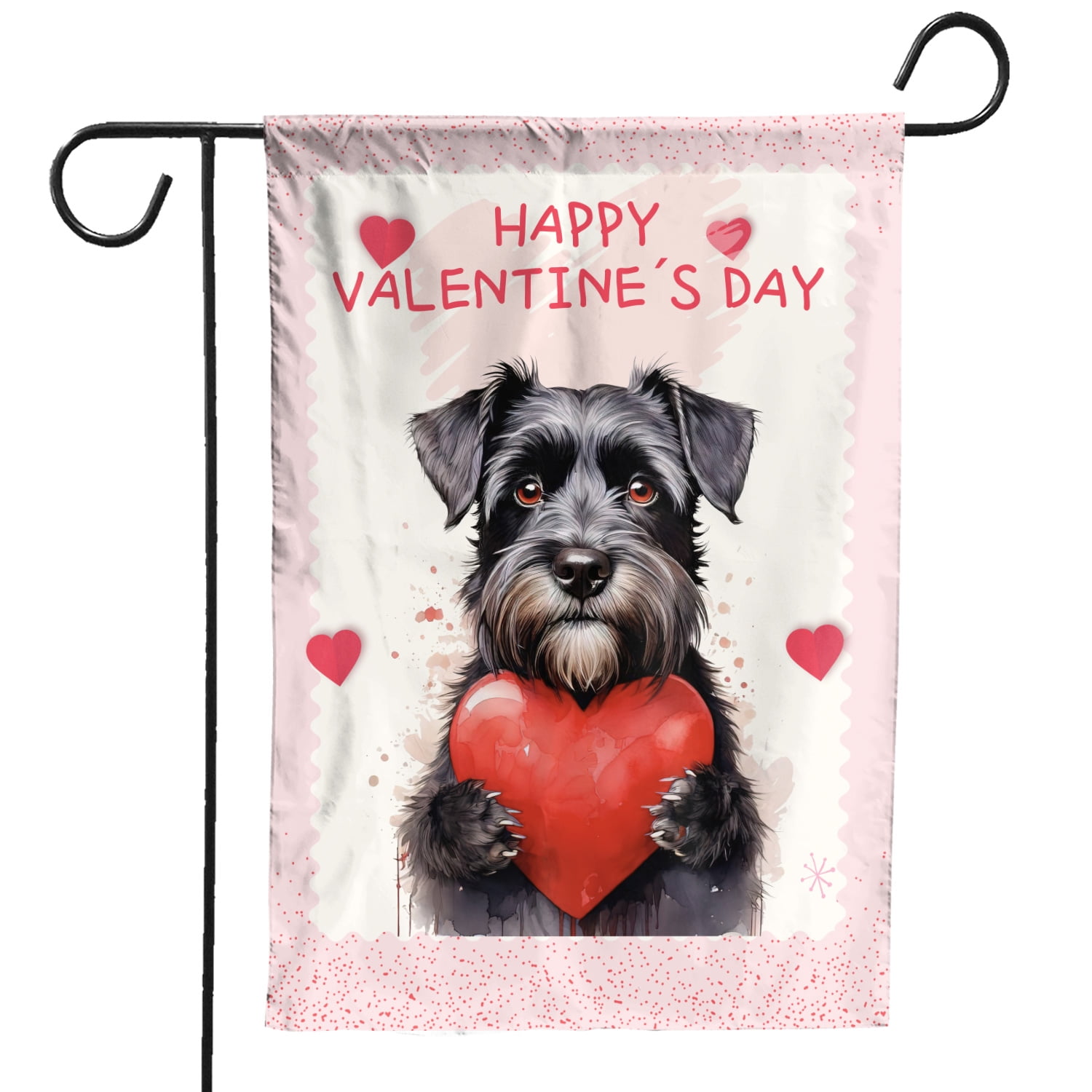 Happy Valentine's Day Schnauzer Brings Love Heart Garden Flag 12x18in Double Sided Miniature ...