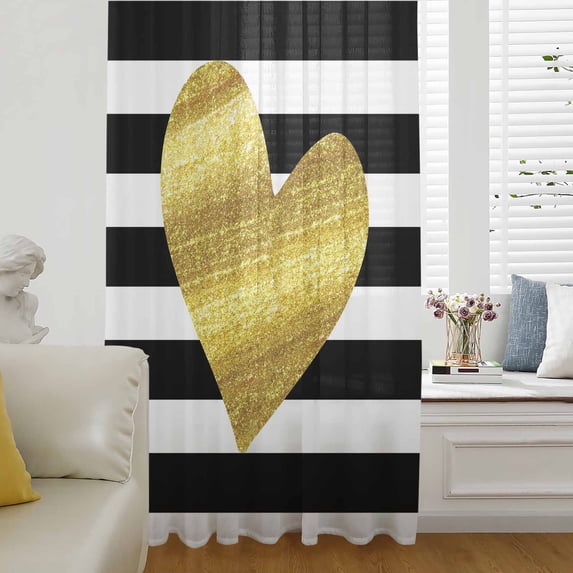 Happy Valentine's Day Semi Sheer Curtains Drapes for Living Room ...