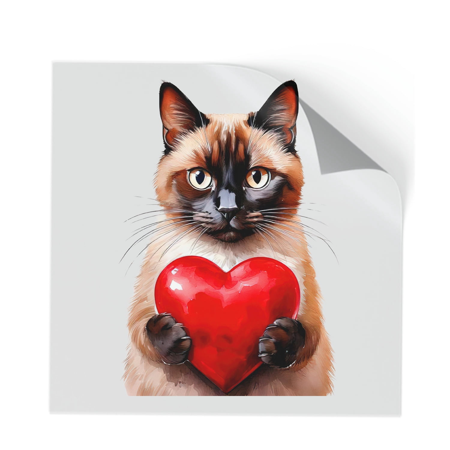 Happy Valentine's Day Siamese Brings Love Heart Cutout Transfer Sticker ...