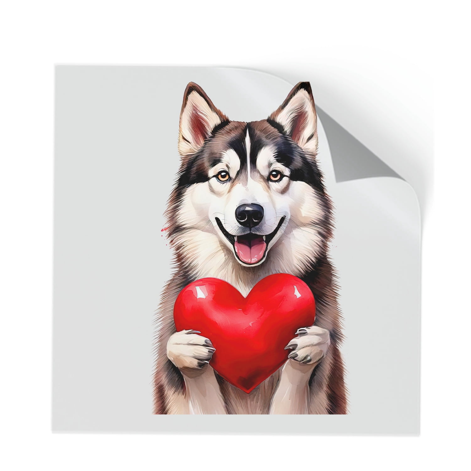 Happy Valentine's Day Siberian Husky Brings Love Heart Cutout Transfer ...