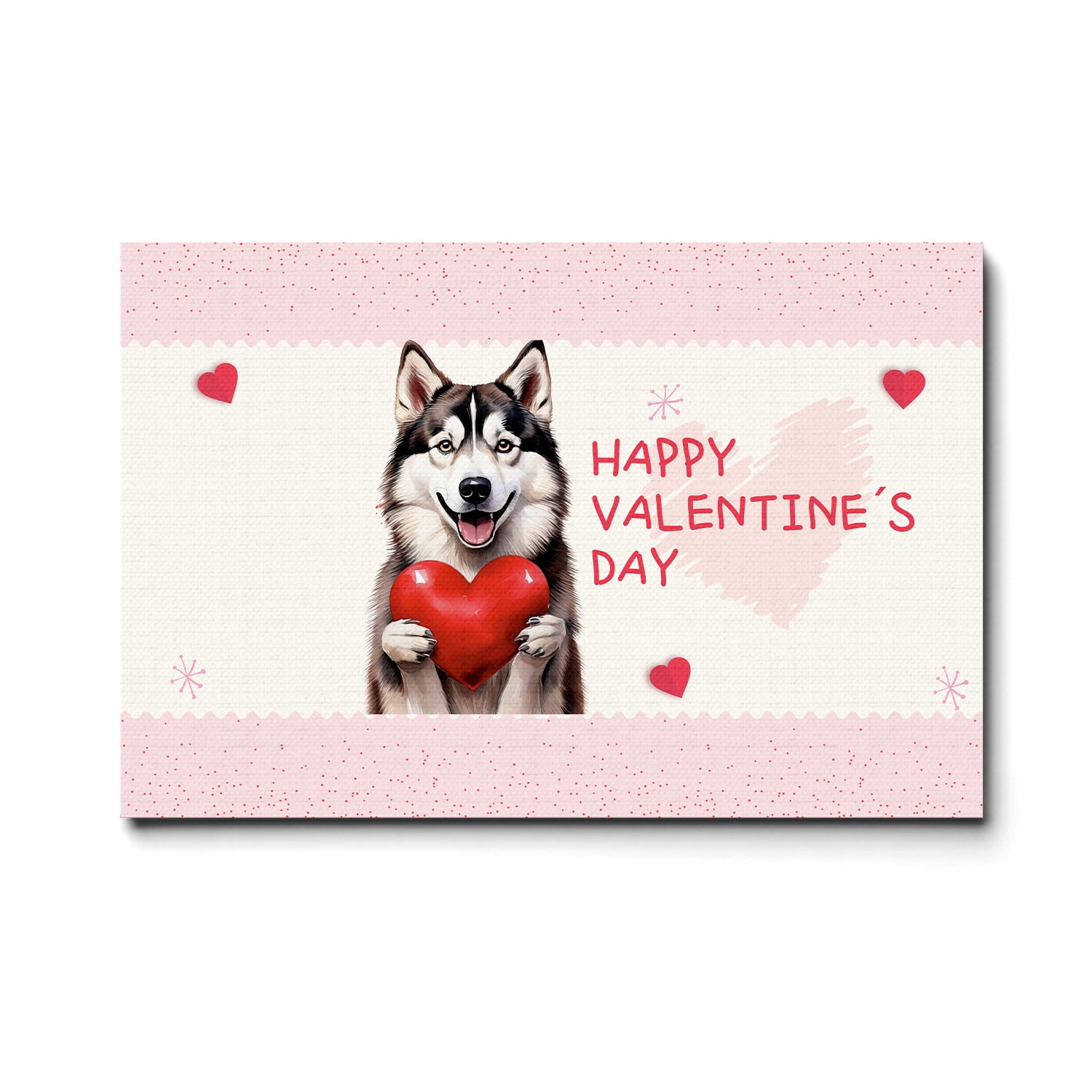 Happy Valentine's Day Siberian Husky Brings Love Heart Horizontal Matte ...