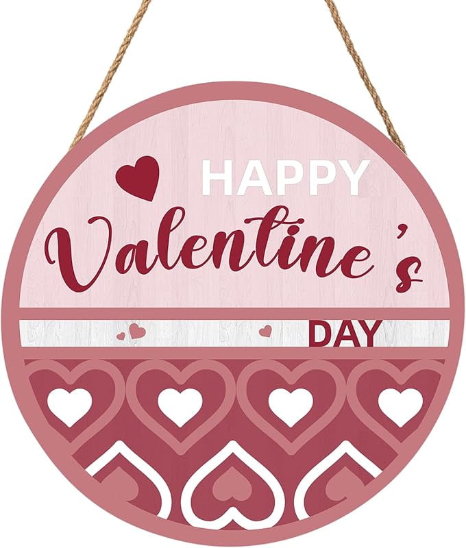 Happy Valentine's Day Sign, Valentines Day Door Decor Wood Plaque 12 X ...