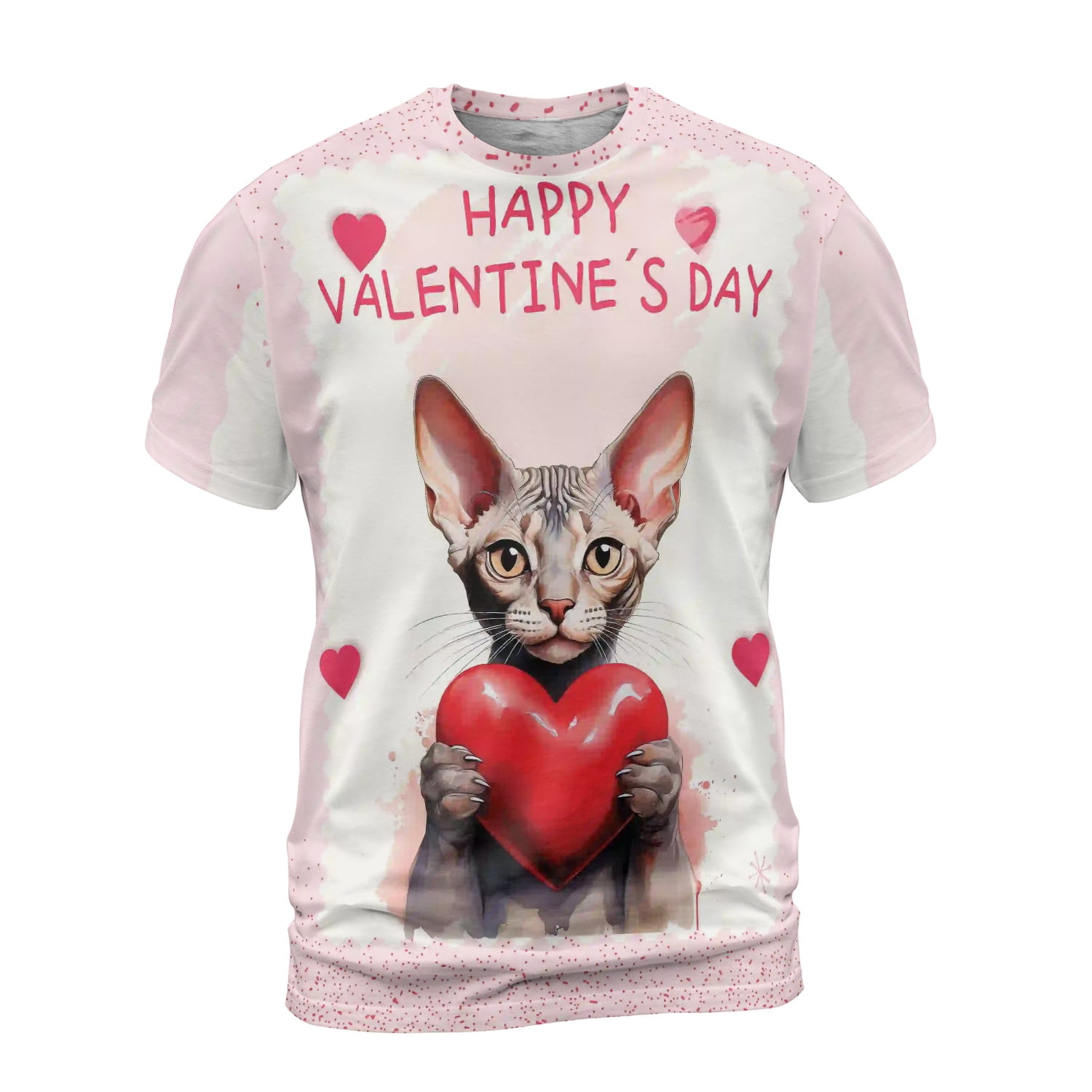 Happy Valentine's Day Sphynx Brings Love Heart All Over Print 3D Shirt ...
