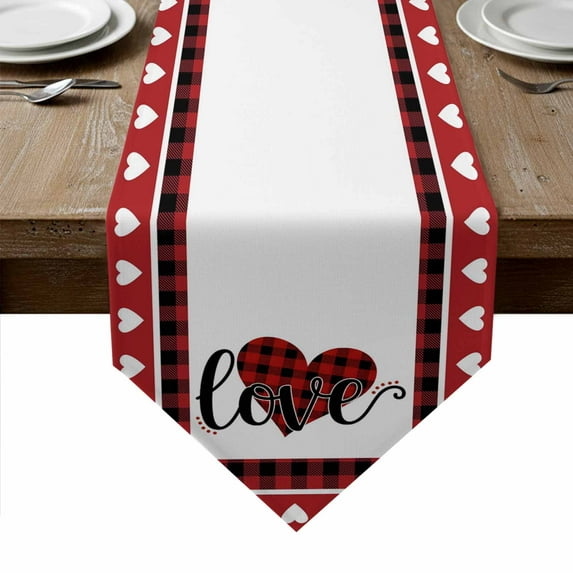 Happy Valentine's Day Table Runner Linen Burlap Table Runner 36 Inches ...