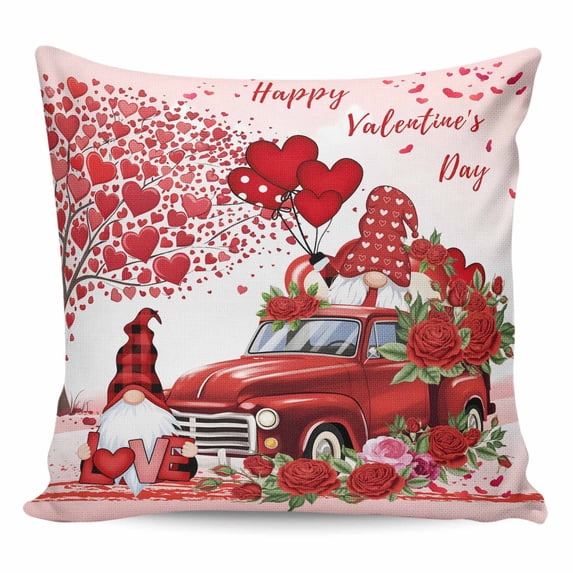 Happy Valentine's Day Throw Pillow Cover Love Tree Dwarf Truck Rose ...