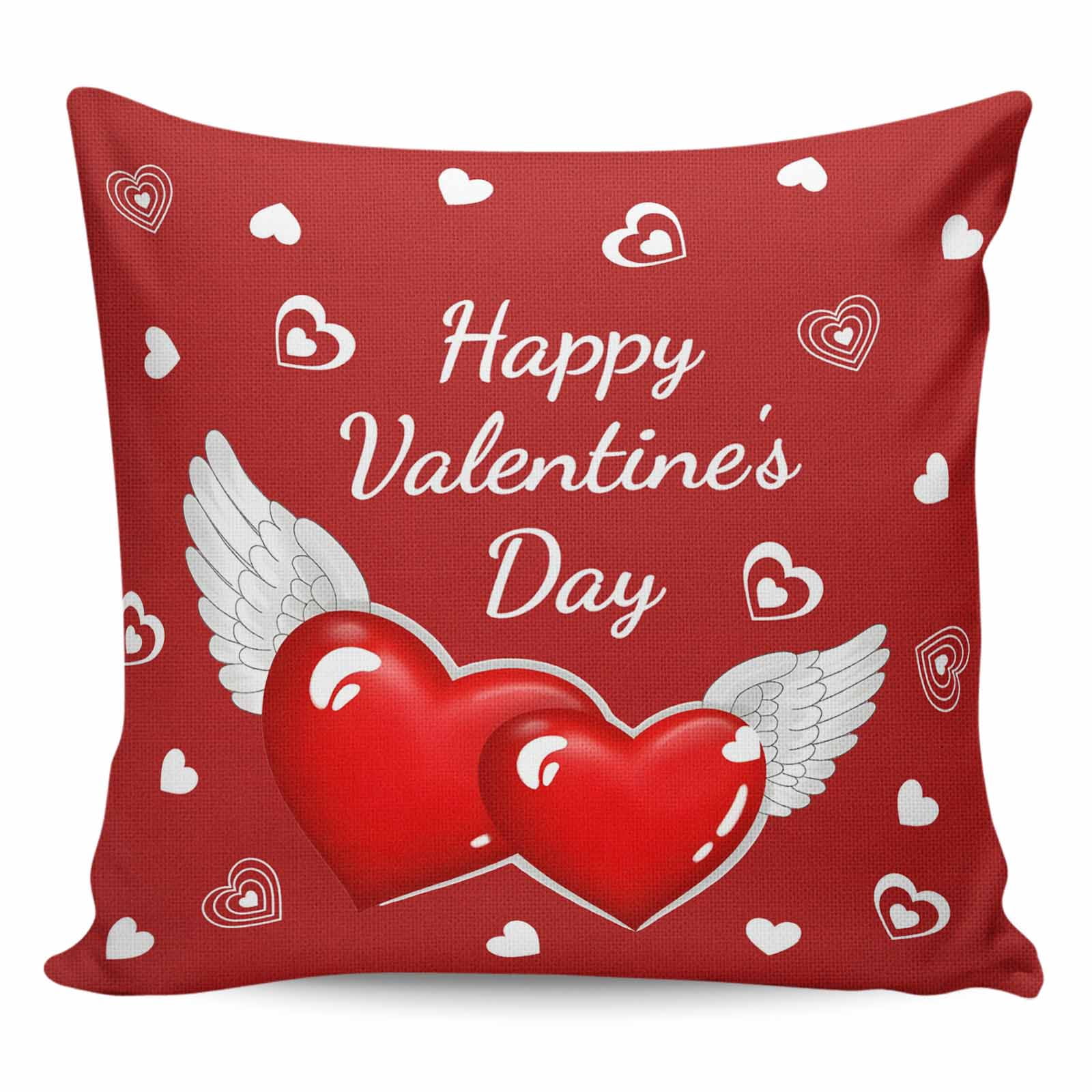 Happy Valentine's Day Throw Pillow Cover Red Wings Love Heart Red ...