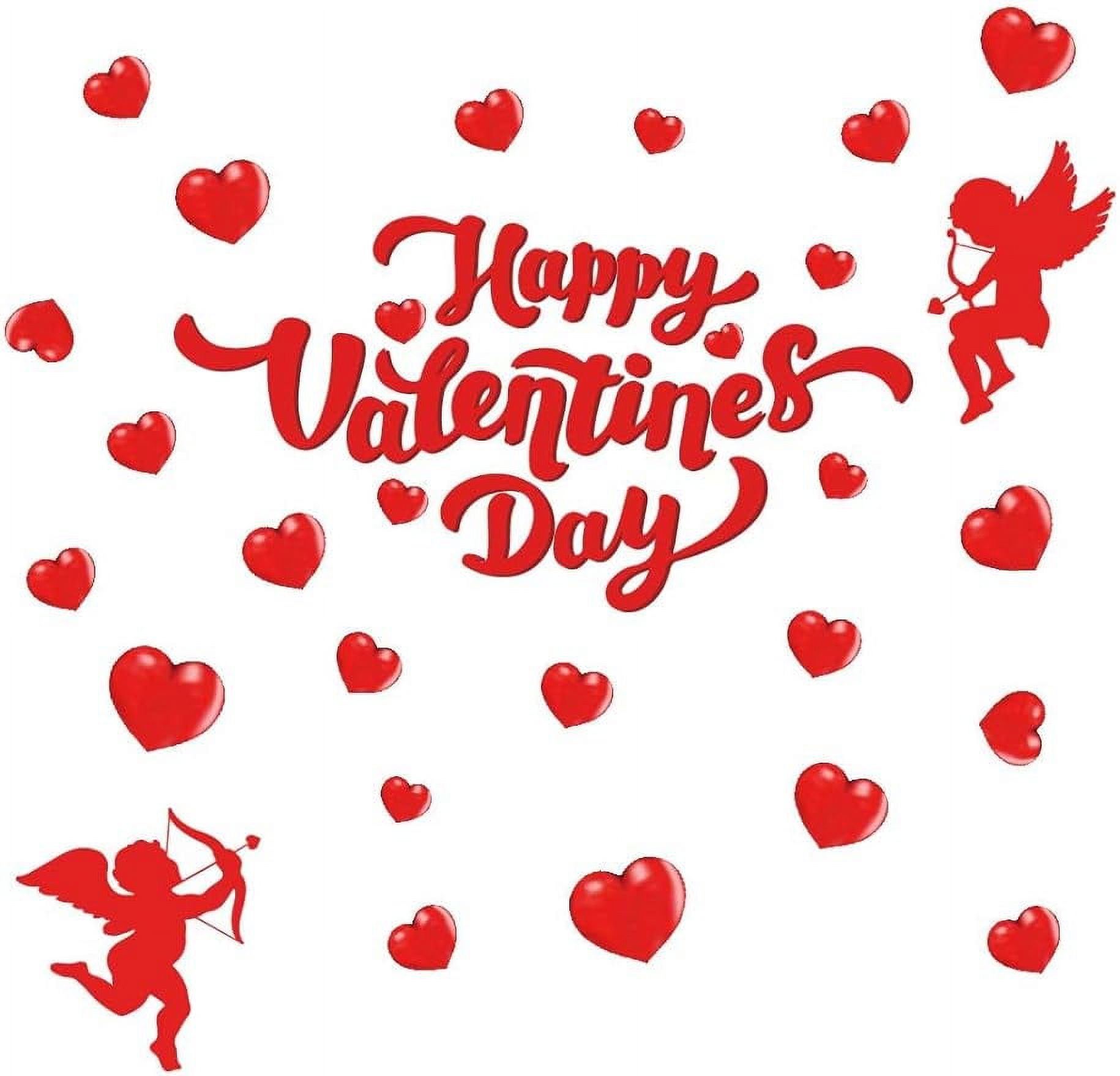 Happy Valentine's Day Wall Stickers Cupid Heart Shape Wall Decal Red ...