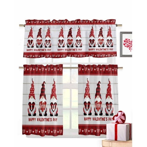 Happy Valentine's Kitchen Curtains Valances and Tiers Set of 3, 36 Inch ...