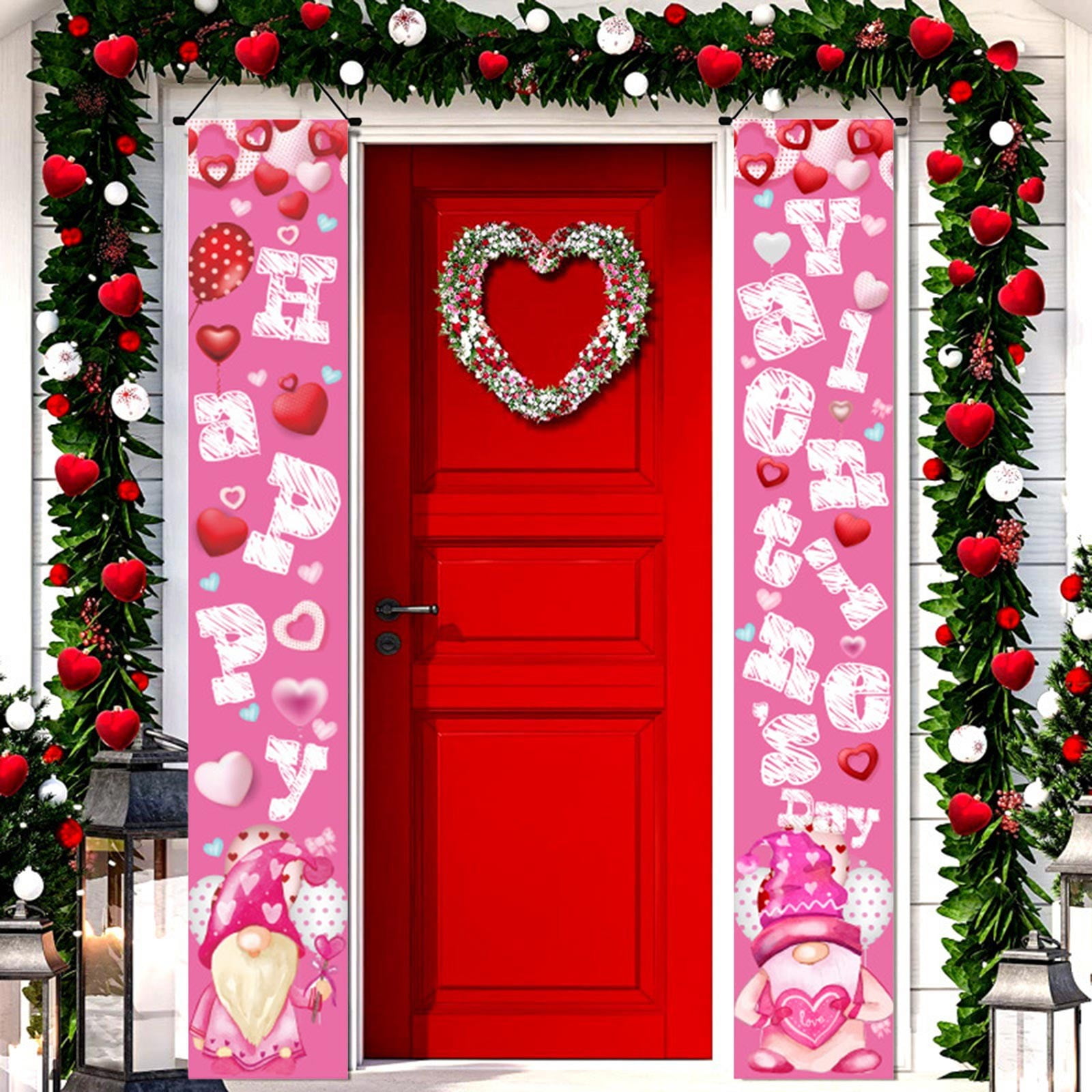 Happy Valentines Day Banner 70.9X11.8 Inch Valentine Door Banner for ...