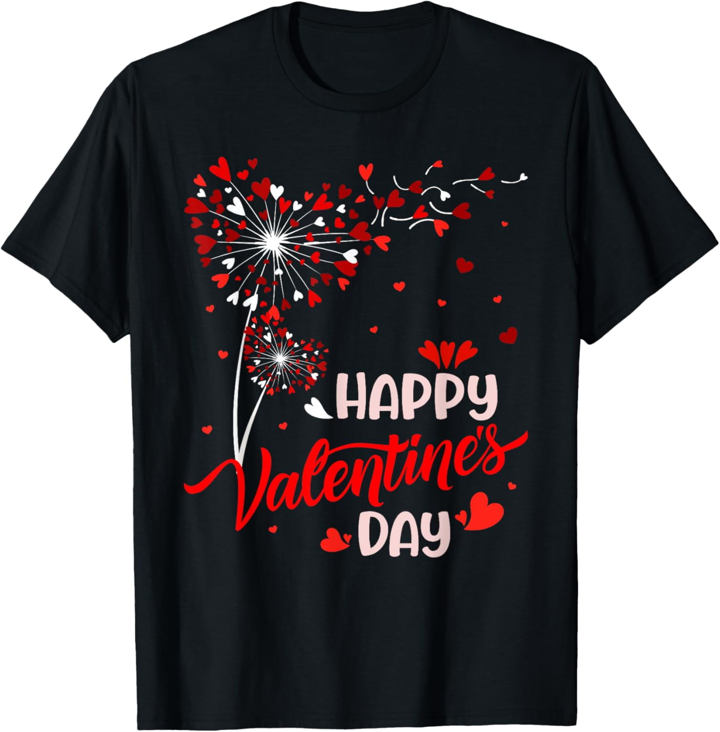 Happy Valentines Day Dandelion Heart Womens Girls T-Shirt Casual Short ...