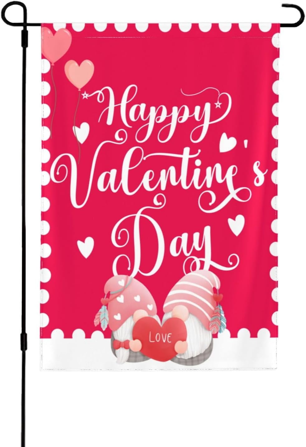 Happy Valentines Day Flag Cute Gnomes And Hearts Flag 12x18 Garden ...