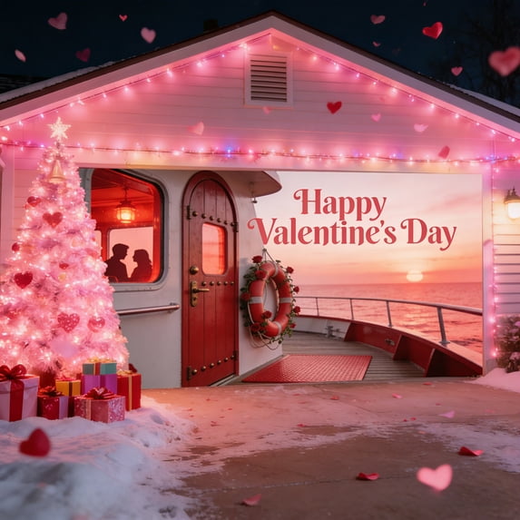 Happy Valentines Day Garage Door Cover Hearts Garage Door Background ...