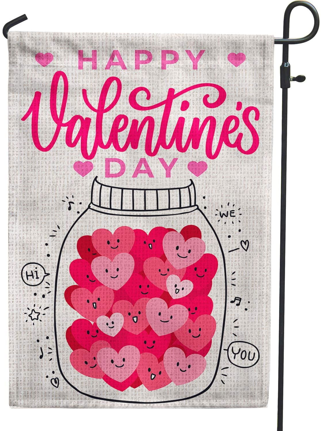 Happy Valentines Day Garden Flag 12 X 18 inch Double Sided Hearts ...