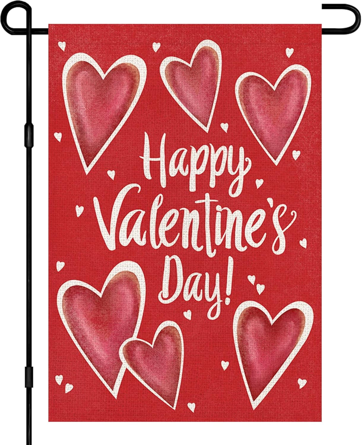 Happy Valentines Day Garden Flags Double Sided Burlap, Red Love Heart ...