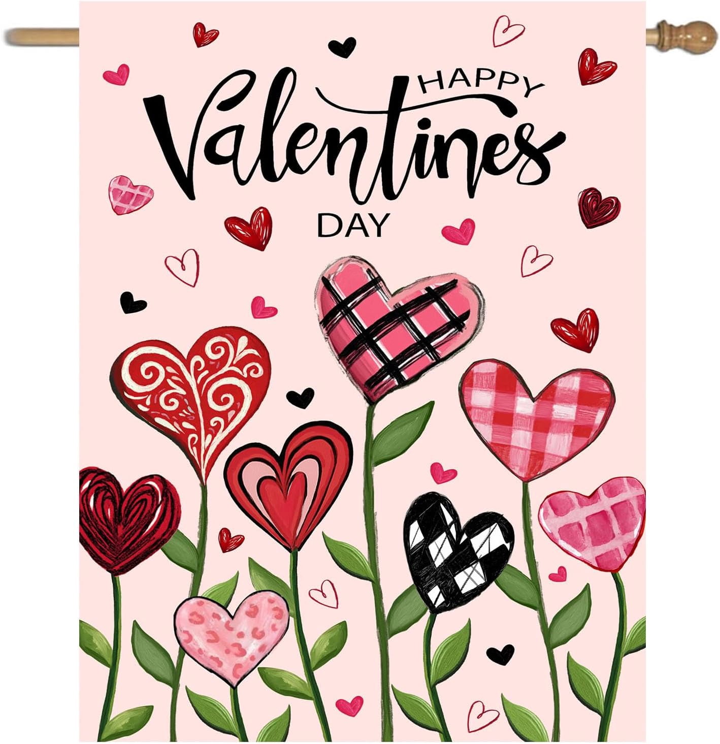 Happy Valentines Day House Flag 28 x 40 Double Sided Love Heart Floral ...
