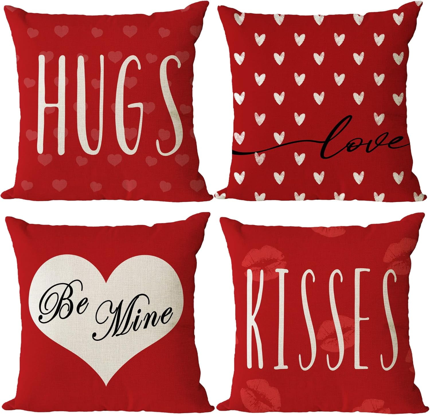 Happy Valentines Day Pillow Covers 18x18 Set of 4 Wedding Anniversary ...