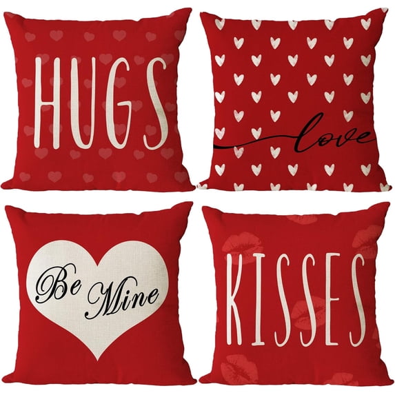 Happy Valentines Day Pillow Covers 18x18 Set of 4 Wedding Anniversary ...