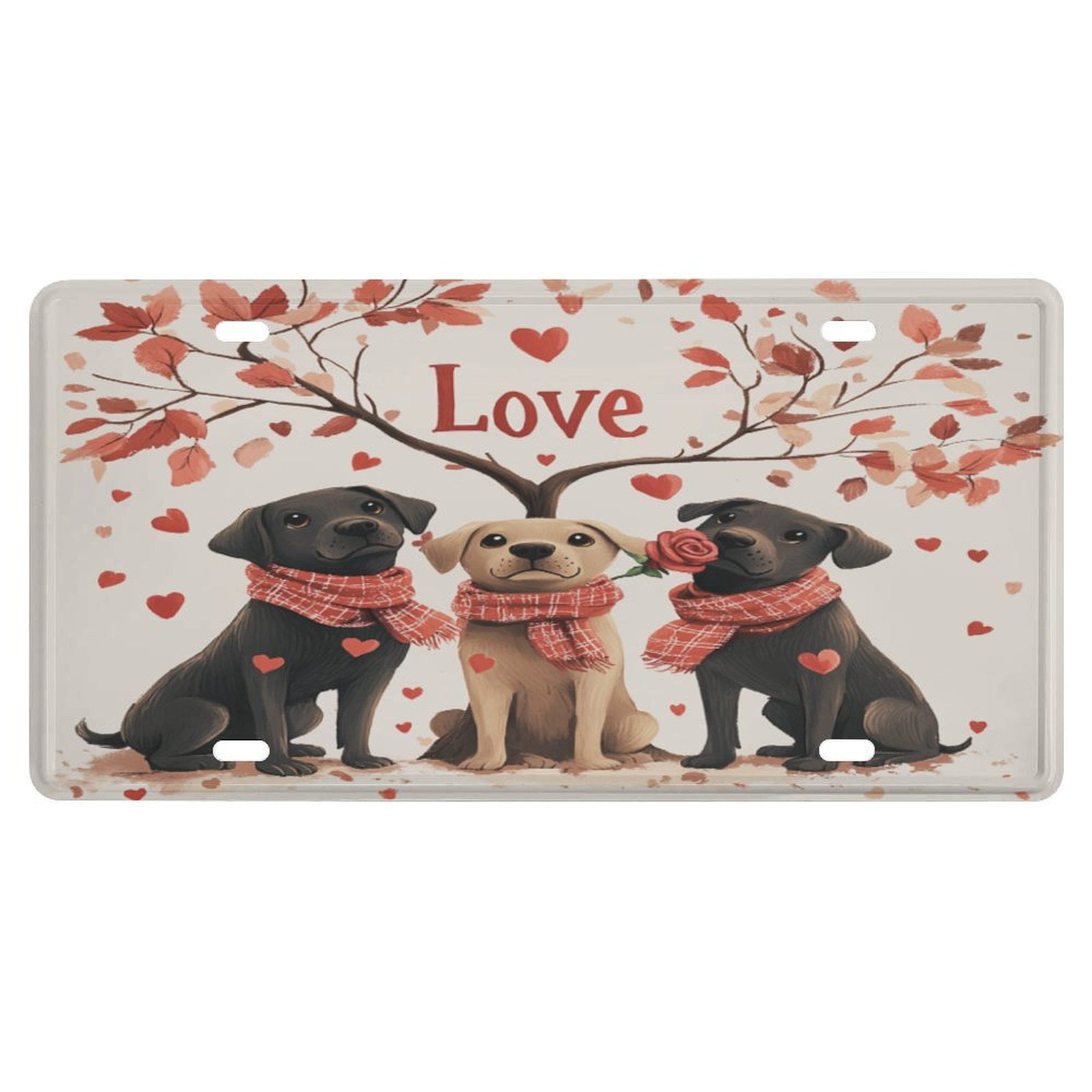Happy Valentines Day Puppy Dog License Plate Covers Vanity Tag Happy ...