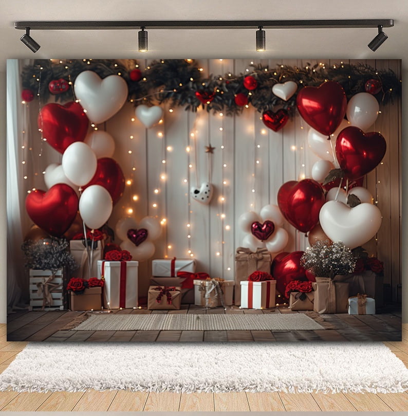 Happy Valtine's Day Backdrop for Photography Red Rose Love Heart Brick ...