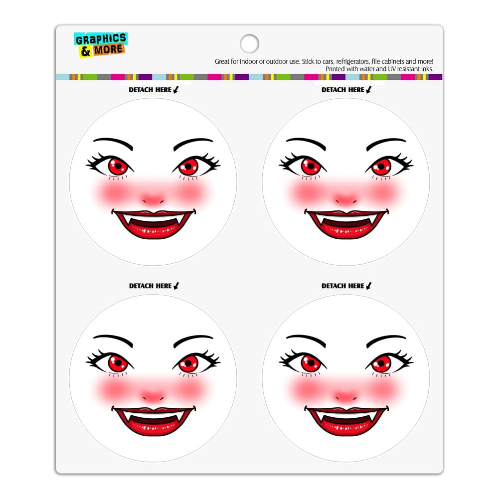 Happy Vampire Girl Smiling Face Refrigerator Fridge Locker Vinyl Circle ...