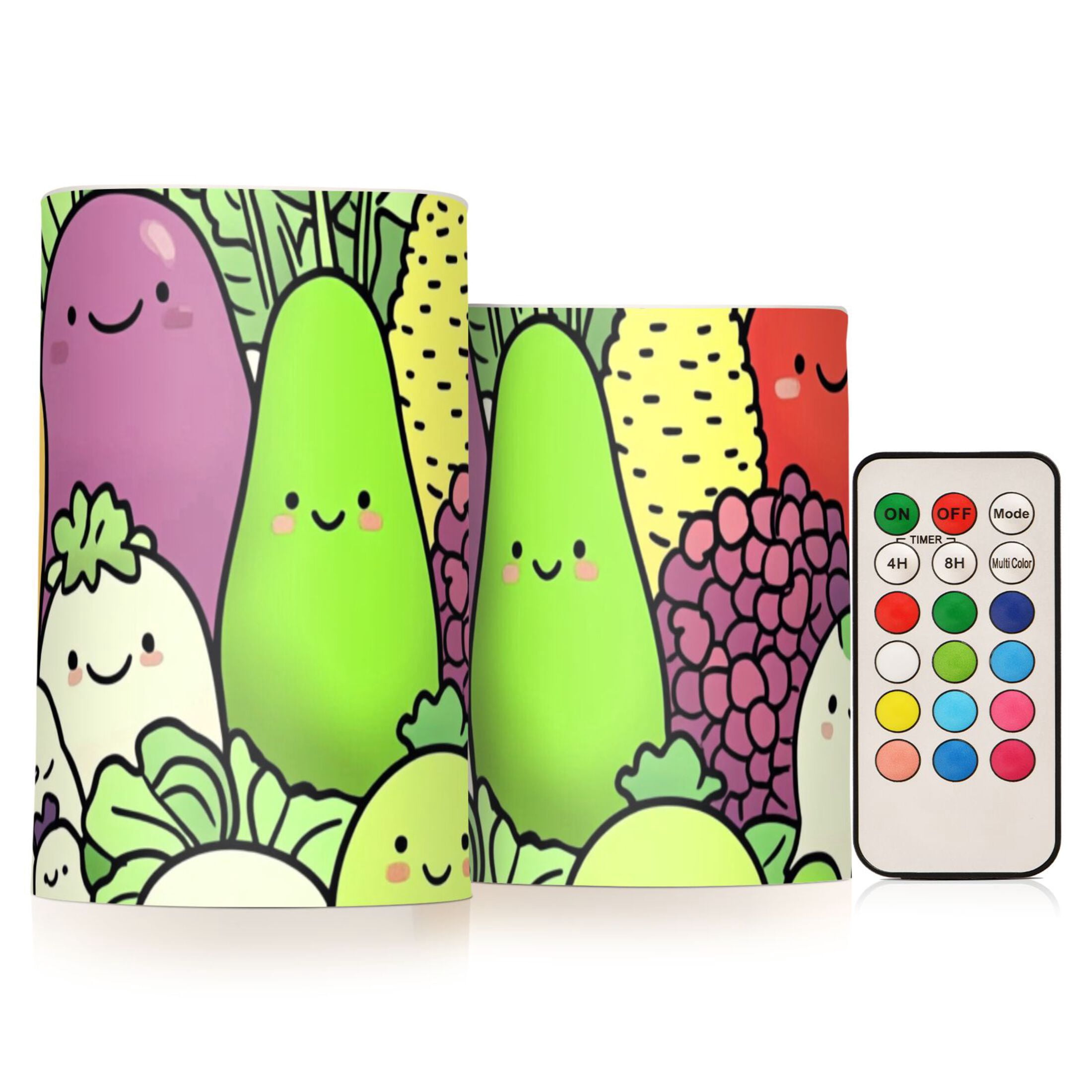 Happy Vegetables and Fruits Flickering Flameless Candles Battery ...