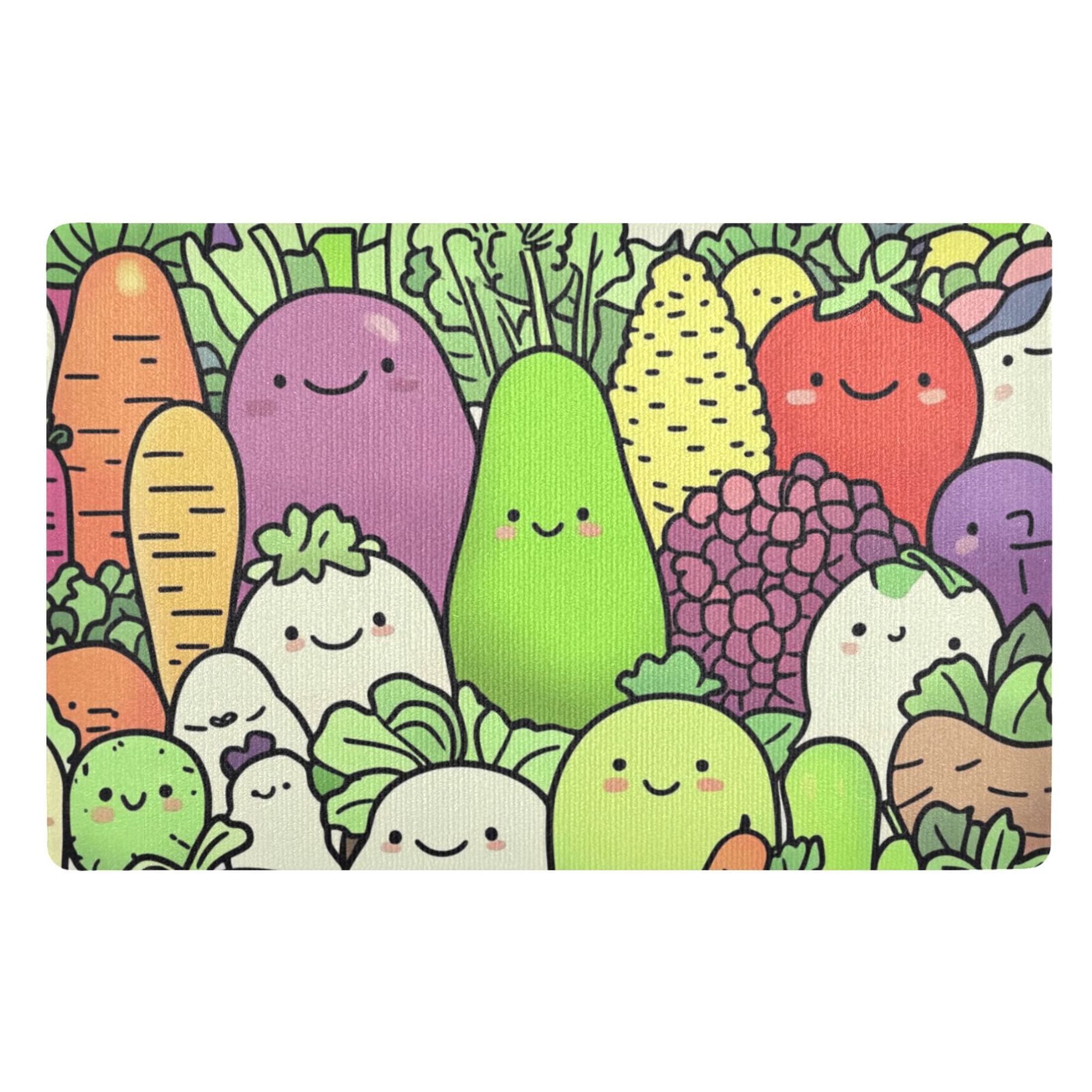 Happy Vegetables and Fruits Floor Door Mat Outdoor Indoor for Home ...