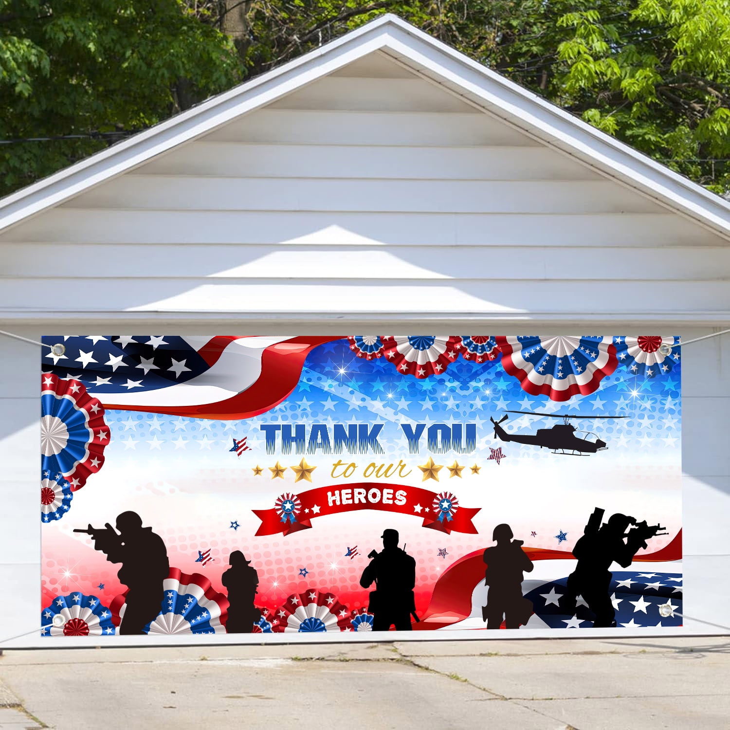 Happy Veterans Day Patriotic Garage Door Decoration Banner, Large Size ...