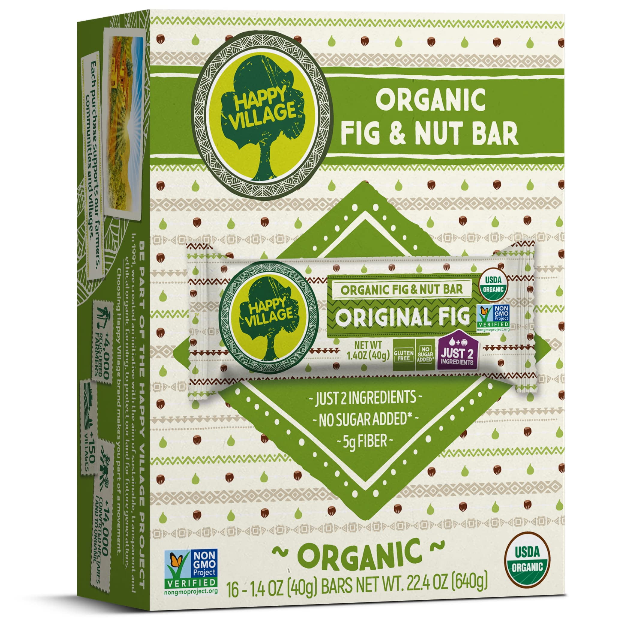 Happy Village Organic Fig MFF30 & Nut Bar, ORIGINAL 2 Ingredients ...