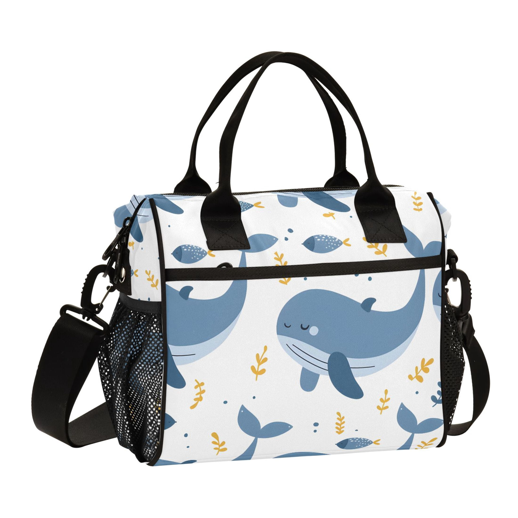 Happy Whale and Leaf Lunch Bag Insulated Lunch Box Leakproof Reusable ...