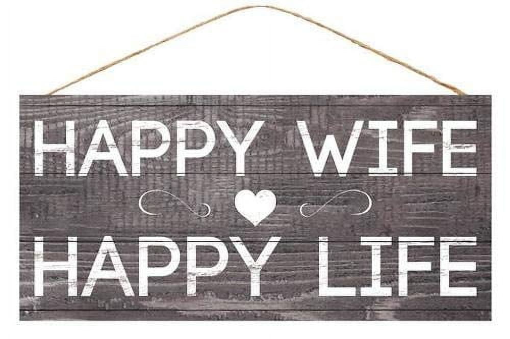 Happy Wife Happy Life Sign - 12.5" x 6", Wooden Home Decor, Wedding ...