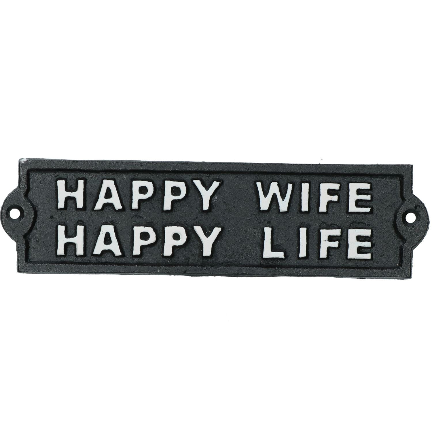 Happy Wife Happy Life Sign Cast Iron Sign Plaque Door Wall House Gate ...