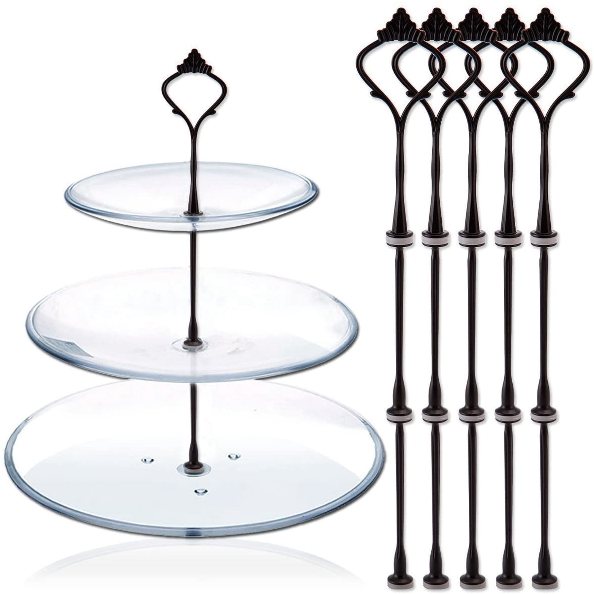 Happy Will 5 Sets 3 Tier Crown Cake Stand Fruit Cake Plate Handle ...