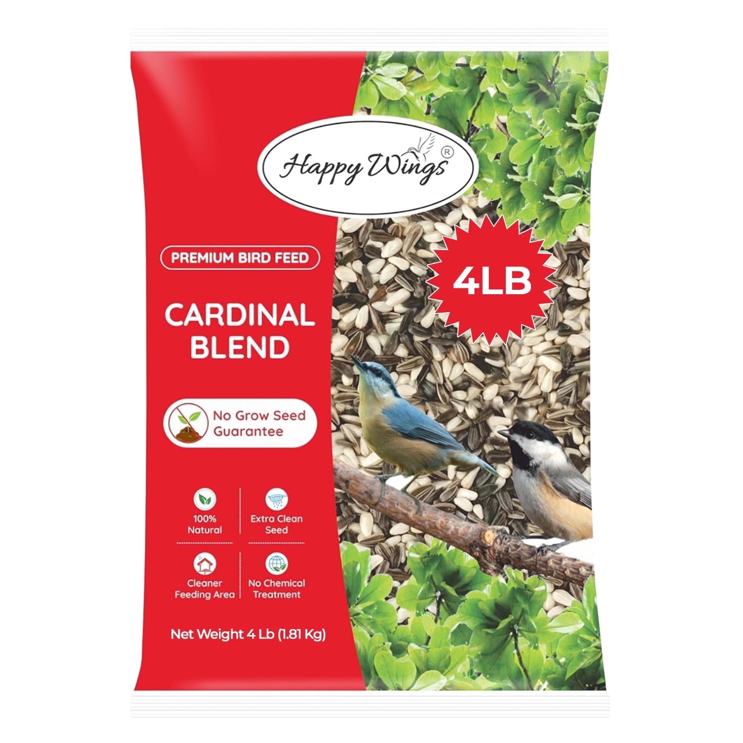 Happy Wings Cardinal Blend Bird Food, Mix of Sunflower Hearts/Kernels ...