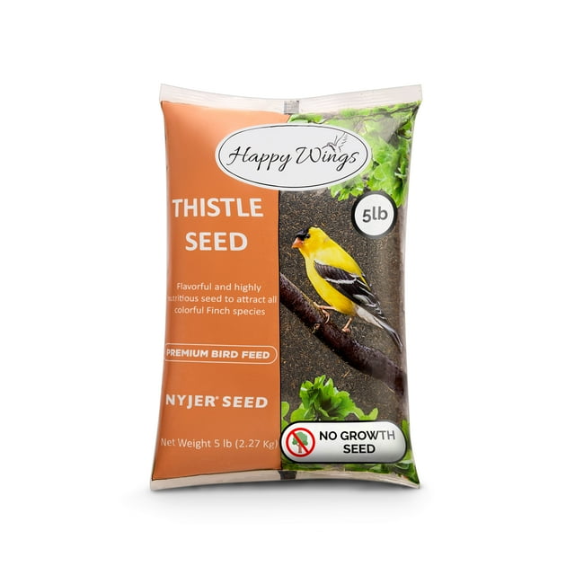 Happy Wings Thistle/Nyjer Seed Bird Food, No Growth Wild Bird Feed and ...
