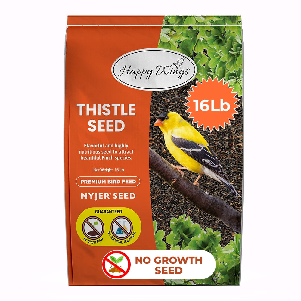 Happy Wings Thistle/Nyjer Wild Bird Food, No Grow Seeds ,16 lb. Fresh ...