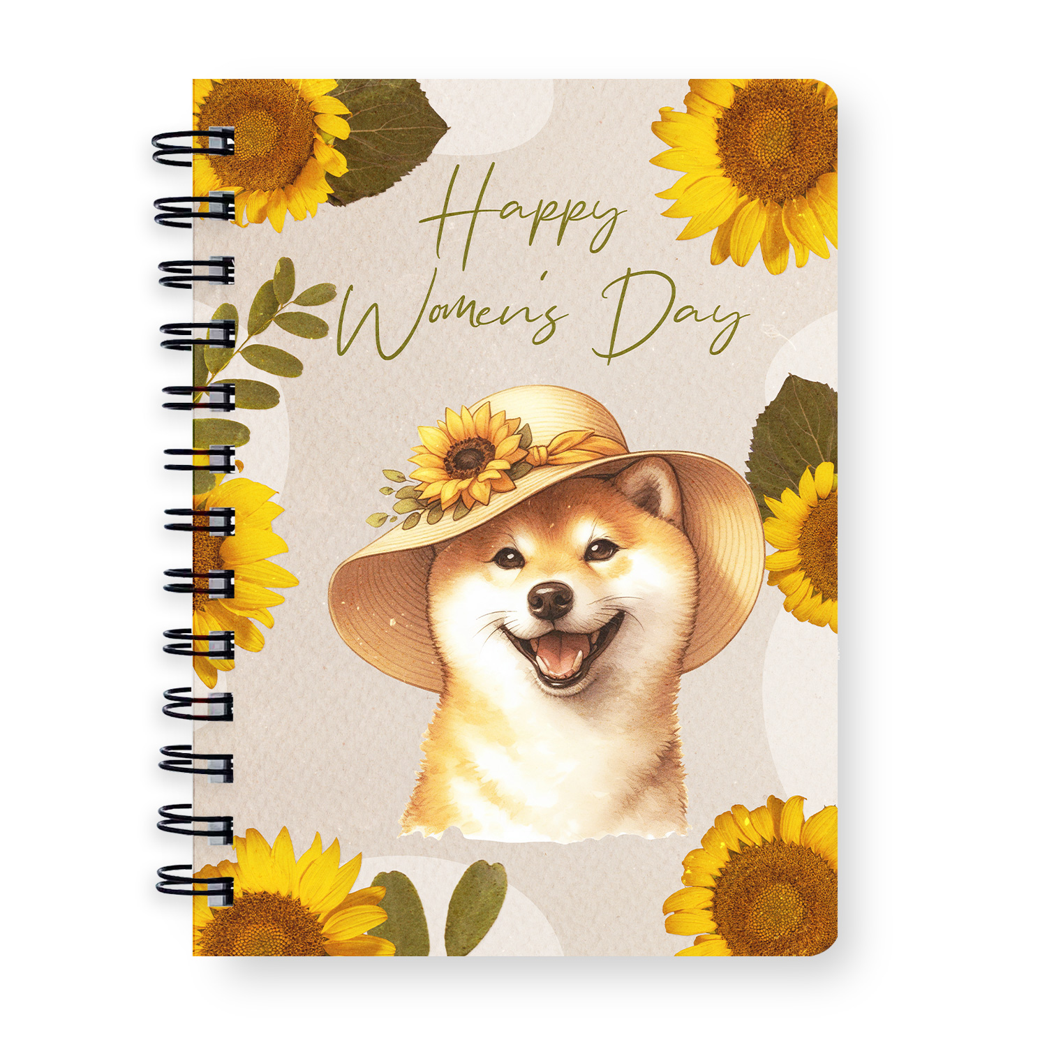 Happy Women's Day Shiba Inu Sunflower Vintage Proud Mom Spiral Bound ...