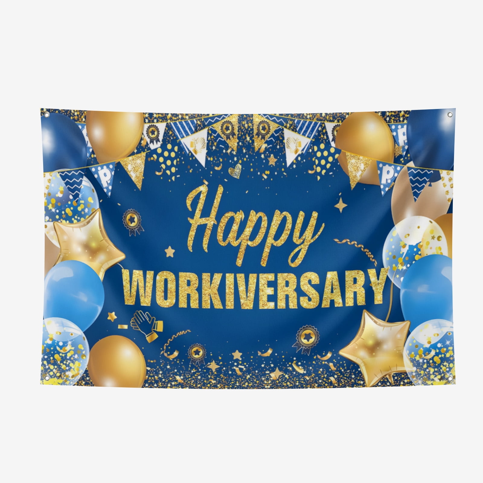 Happy Work Anniversary Banner Decorations Black Gold - Happy ...