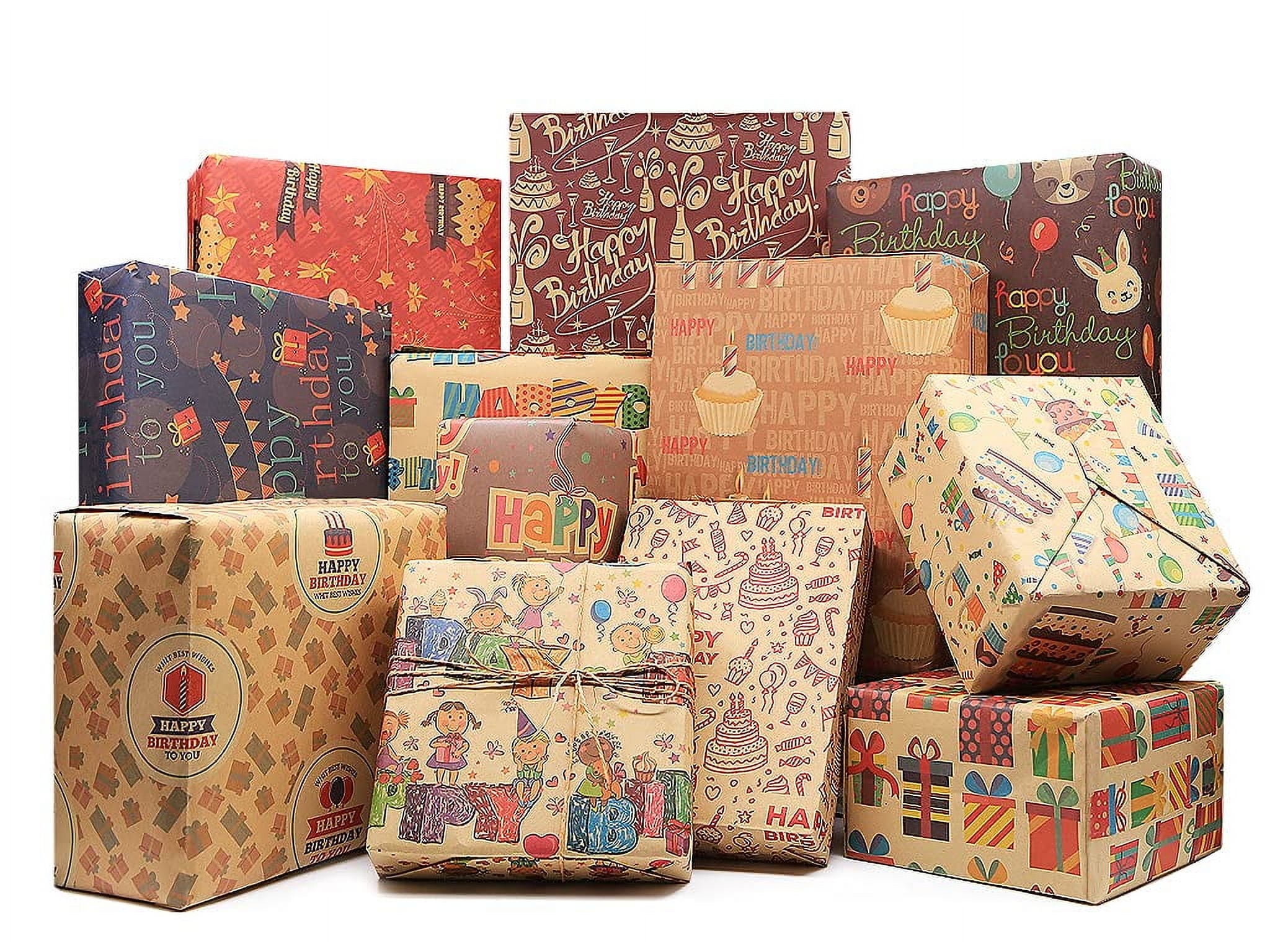 Happy Wrapping Paper, OIF8 Recycled Kraft Wrapping Paper, Gift Wrapping ...