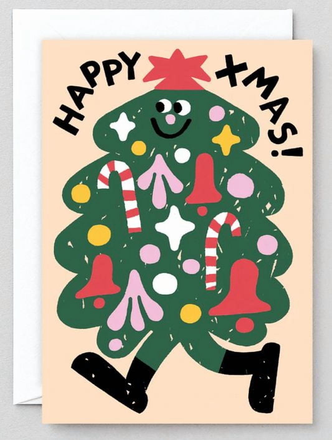 Happy Xmas Card Featuring a Cheerful Christmas Tree Design – Perfect ...