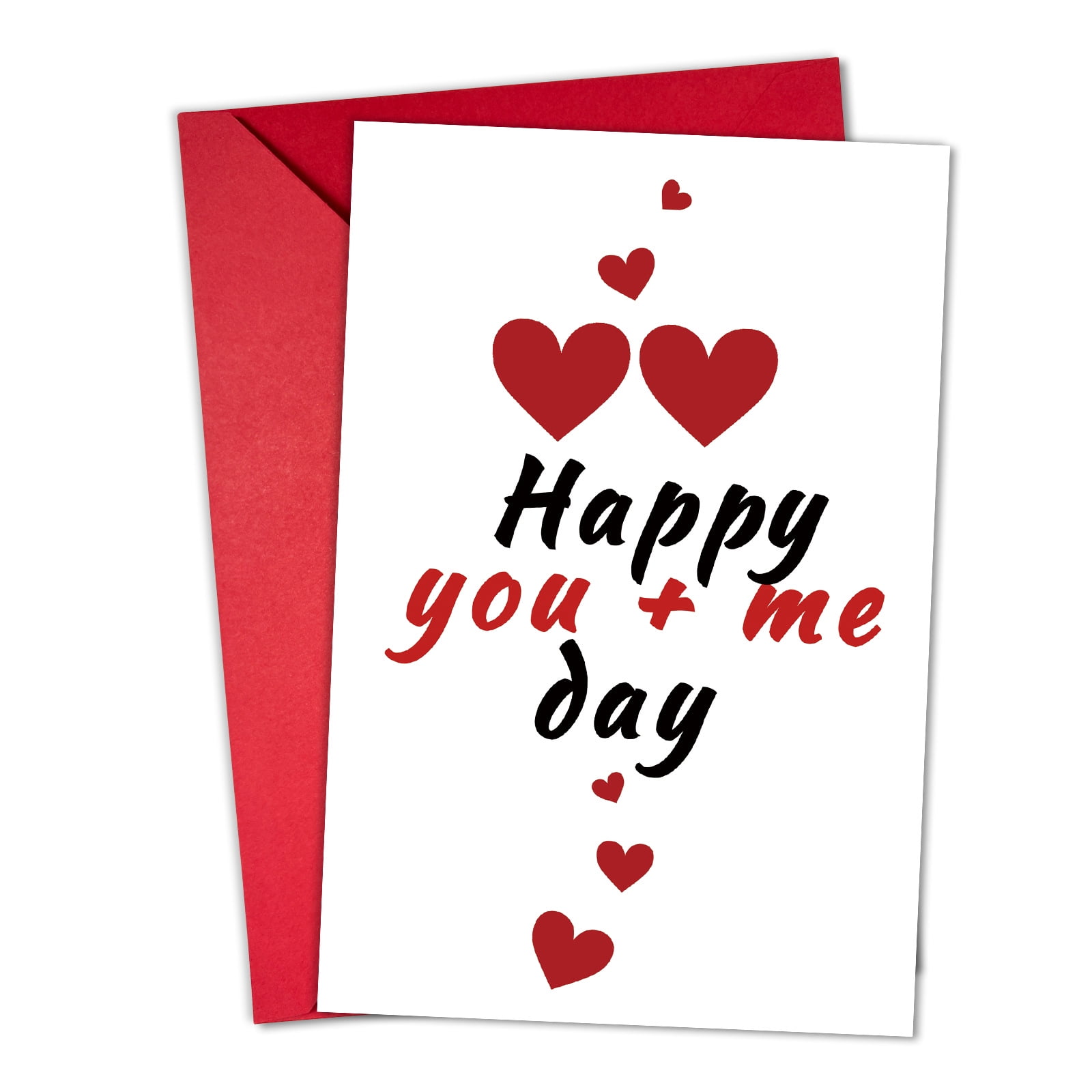 Happy You & Me Day Card – Romantic Heart Design – Envelope Included ...