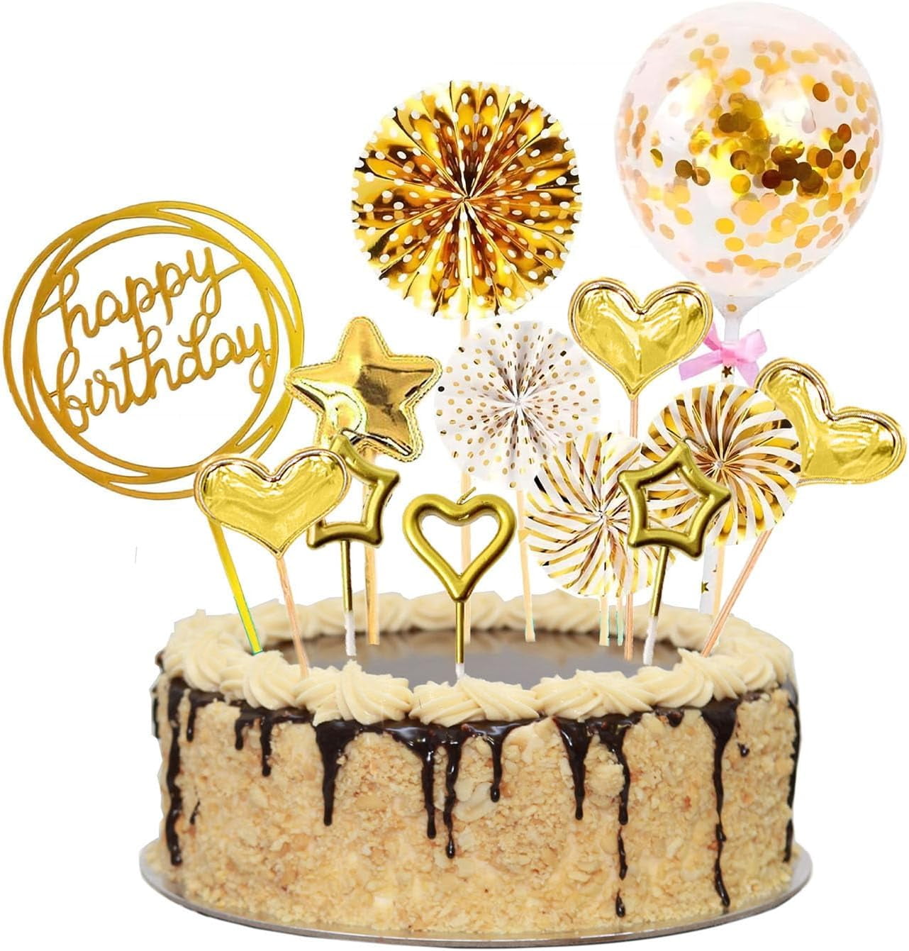 Happy birthday cake topper, 29 pieces of golden cake topper, acrylic ...