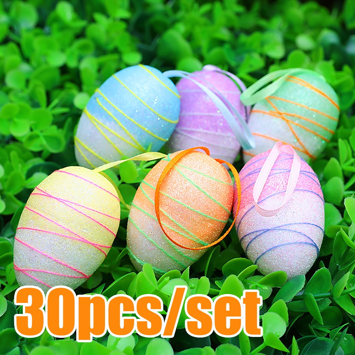Happy date 30Packs Hanging Foam Easter Eggs Speckled Eggs Ornaments ...