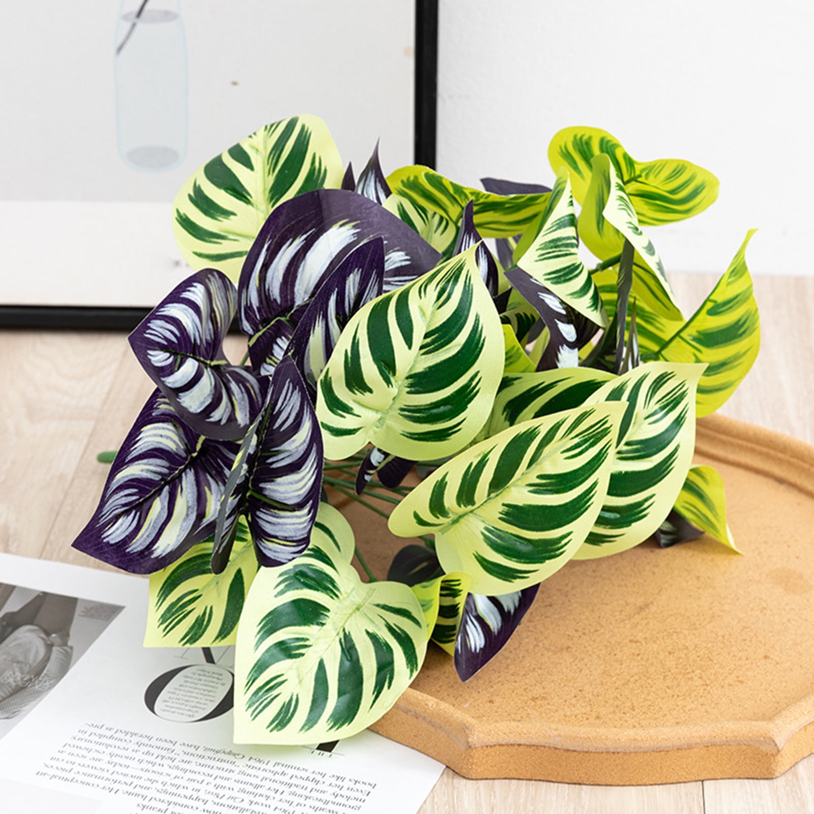 Happy date 3Branches Artificial Plants Faux Tree Tropical Monstera Leaf ...