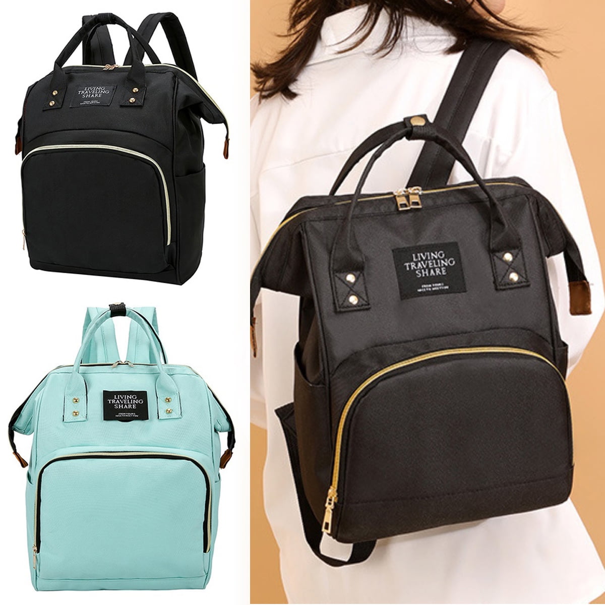 Happy date Diaper Bag Backpack, Large Baby Bag, Multi-functional Travel ...