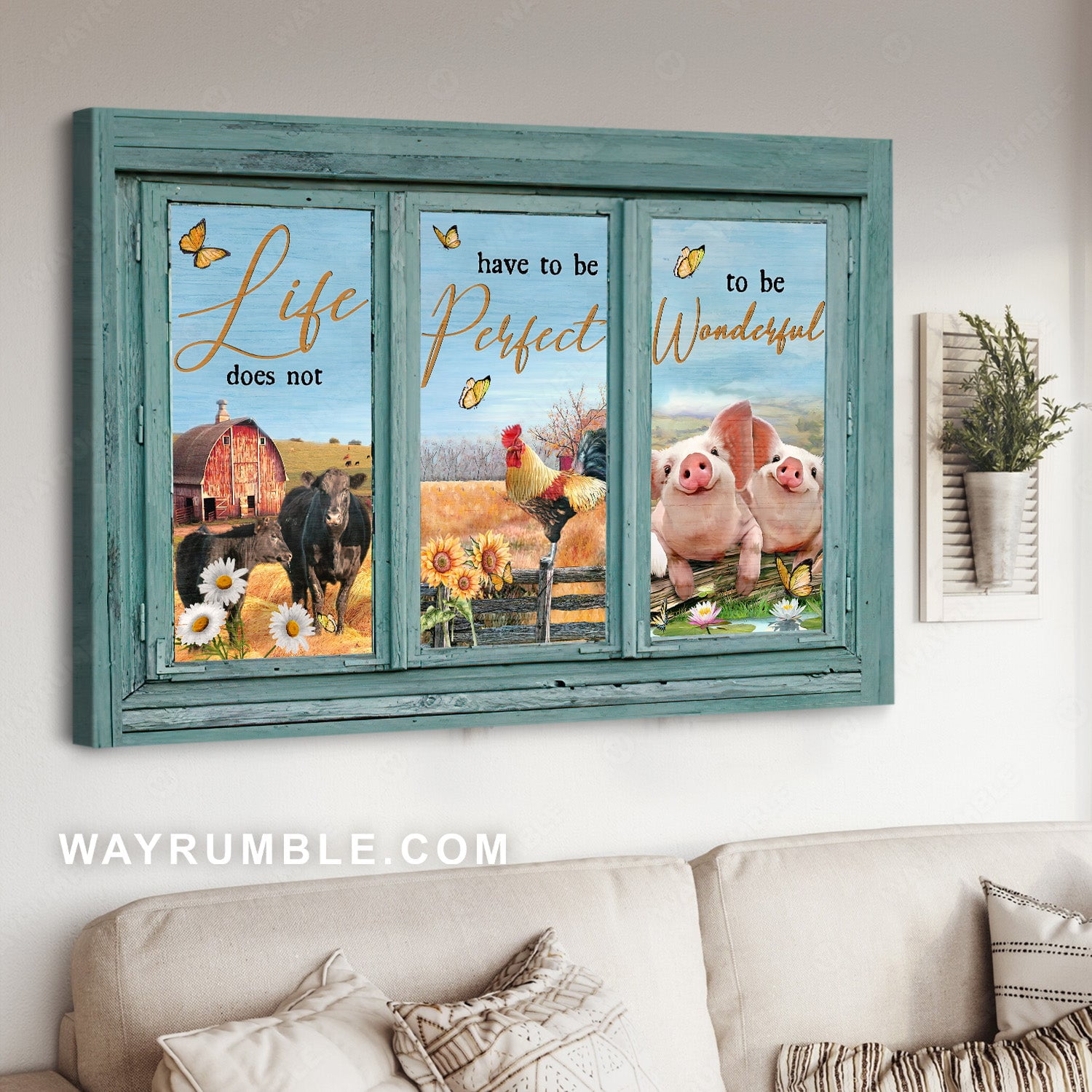 Happy farm, Black cow, Cute pig, Life does not have to be perfect ...