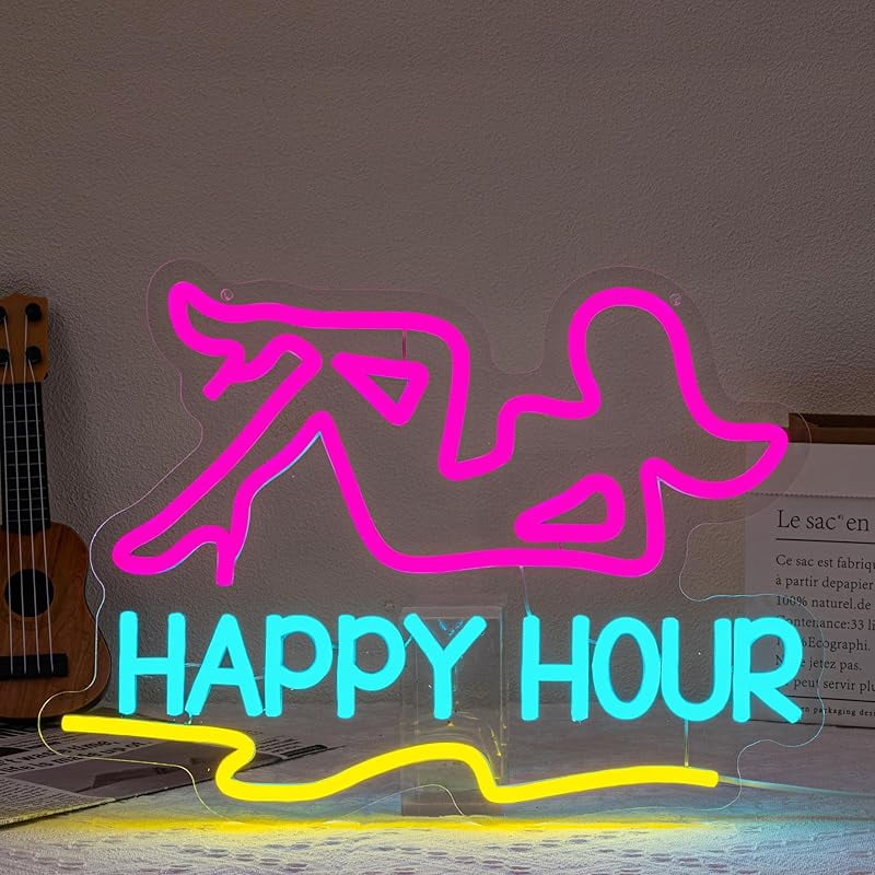 Happy hour neon sign lady body neon light for wall decor bar LED neon ...