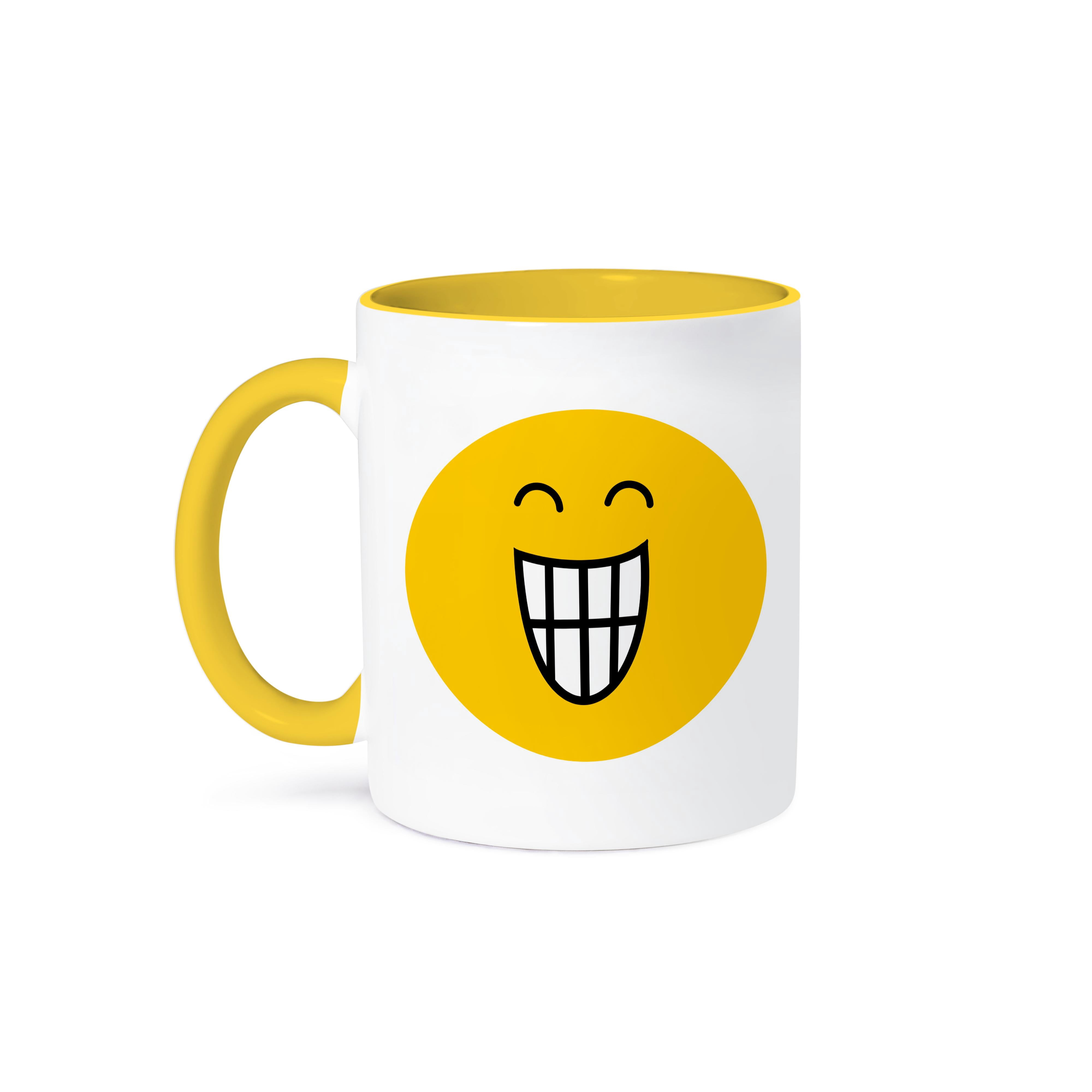 3dRose, Happy smiling face with cheeky toothy grin - yellow laughing ...